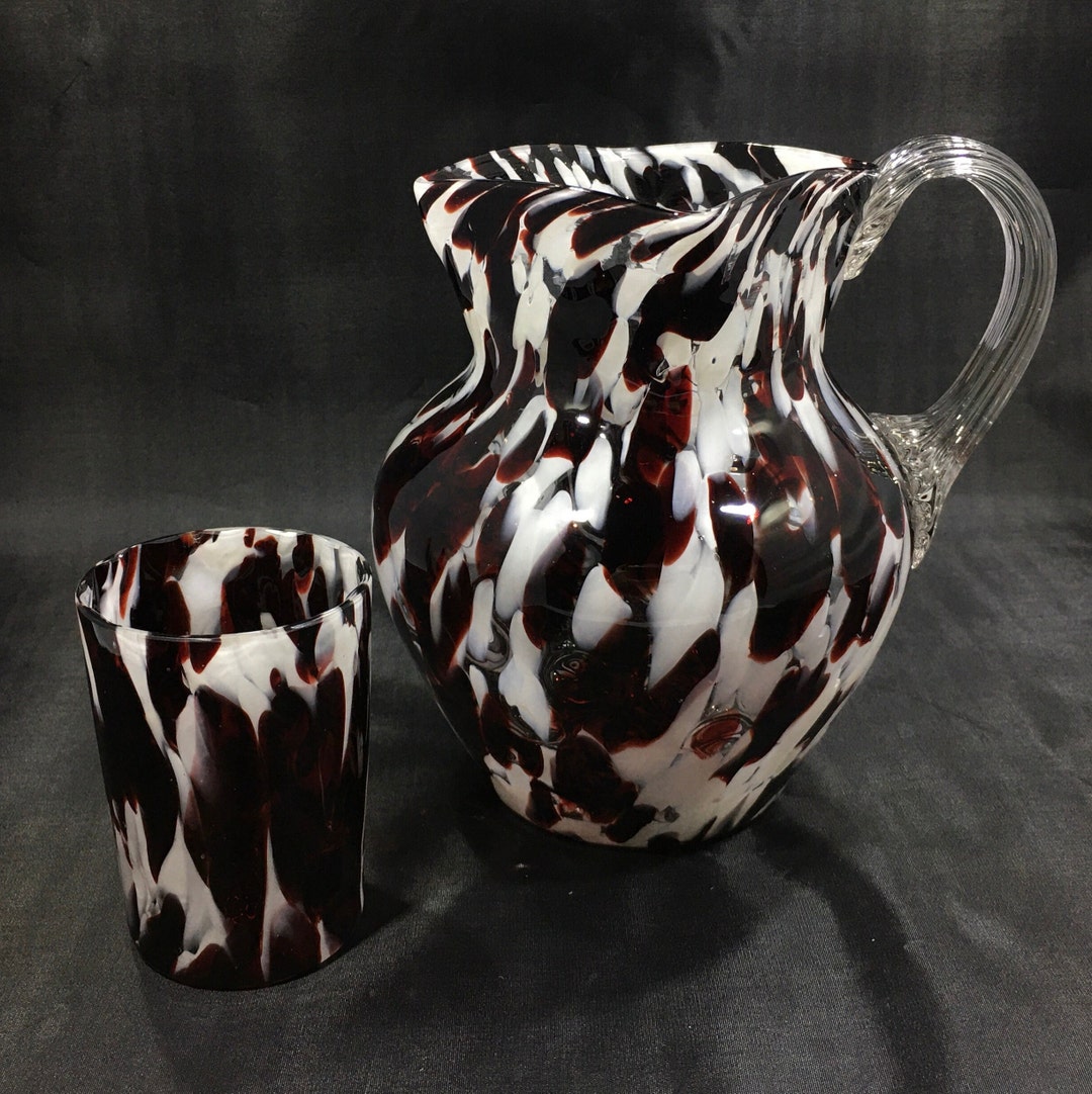 Antique VICTORIAN SPATTER GLASS Pitcher + Bonus Tumbler ~ Hand Blown ...