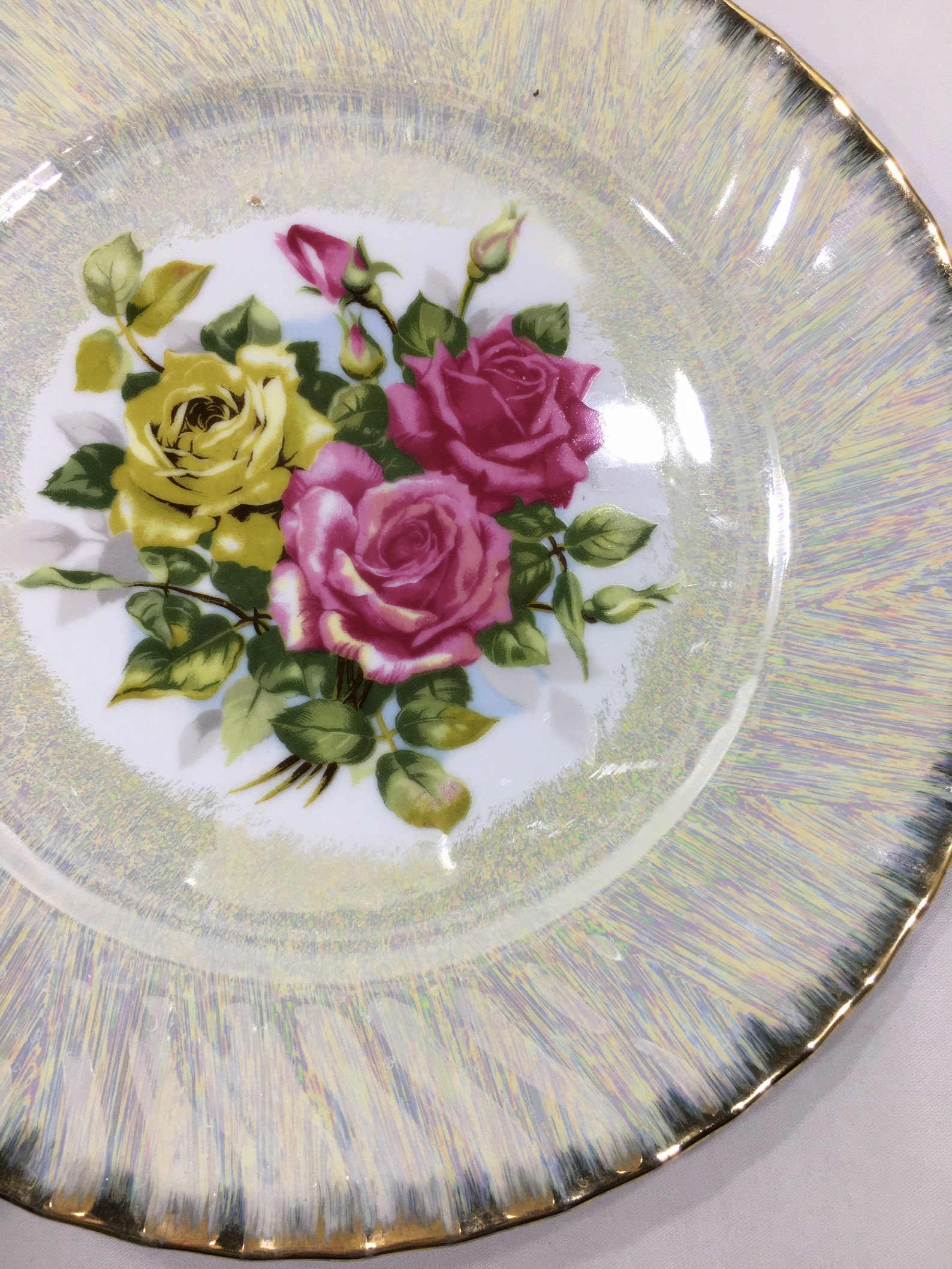 Vintage JAPANESE LUSTERWARE PLATE W/ Detachable Handle 10.5 ...