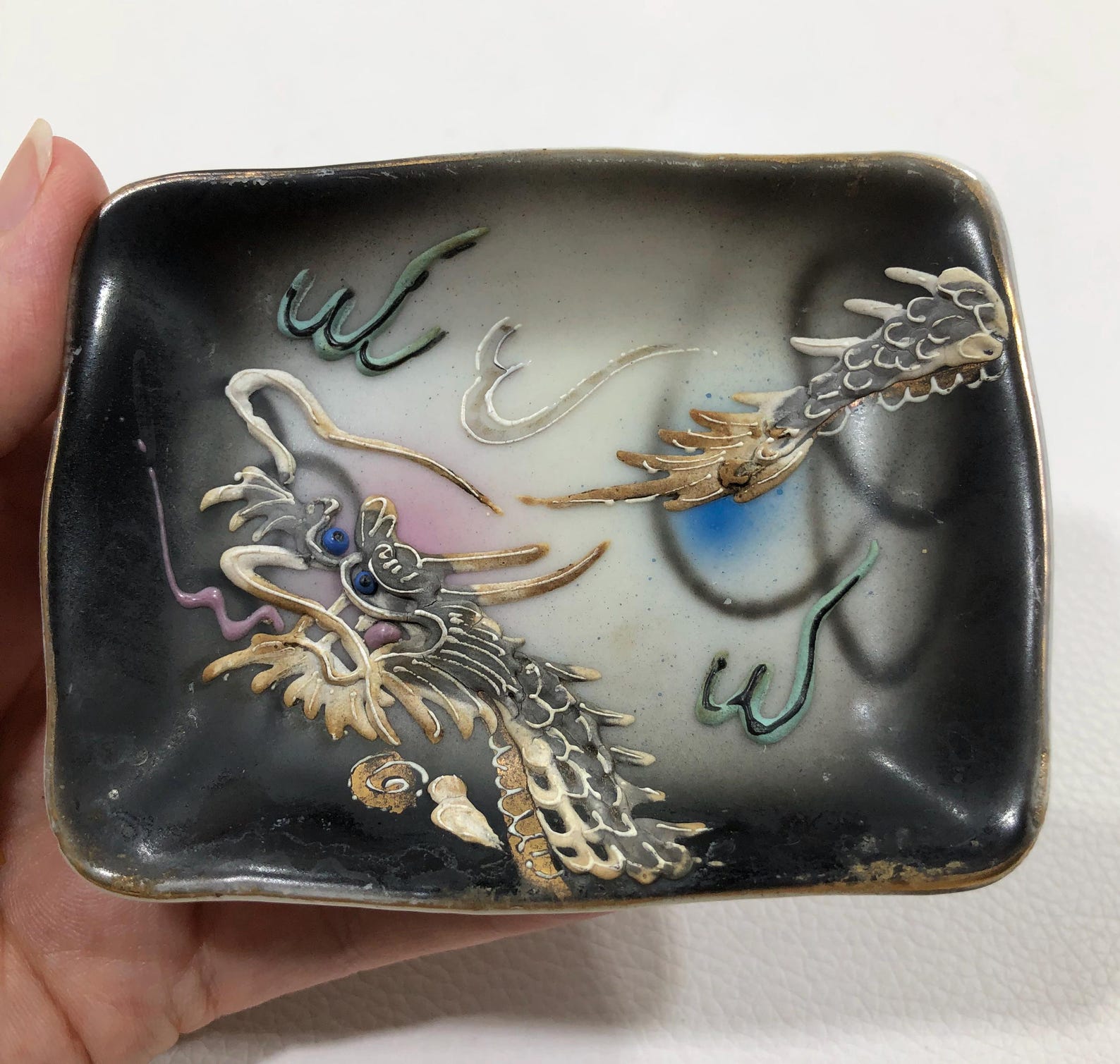 CERAMIC MORIAGE DRAGONWARE (2 Saucers/plates, 2 Nappy Dishes) ~ Gray ...
