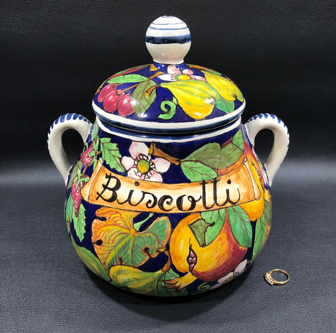 Italian PARRINI BELLA STANZA Biscotti/cookie Jar 9 White Ceramic Lidded ...