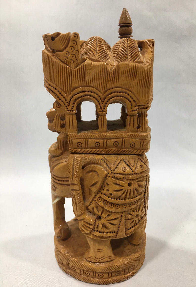 Vintage AMBABARI WOODEN ELEPHANT Sculpture W/ Howdah Carriage | Etsy