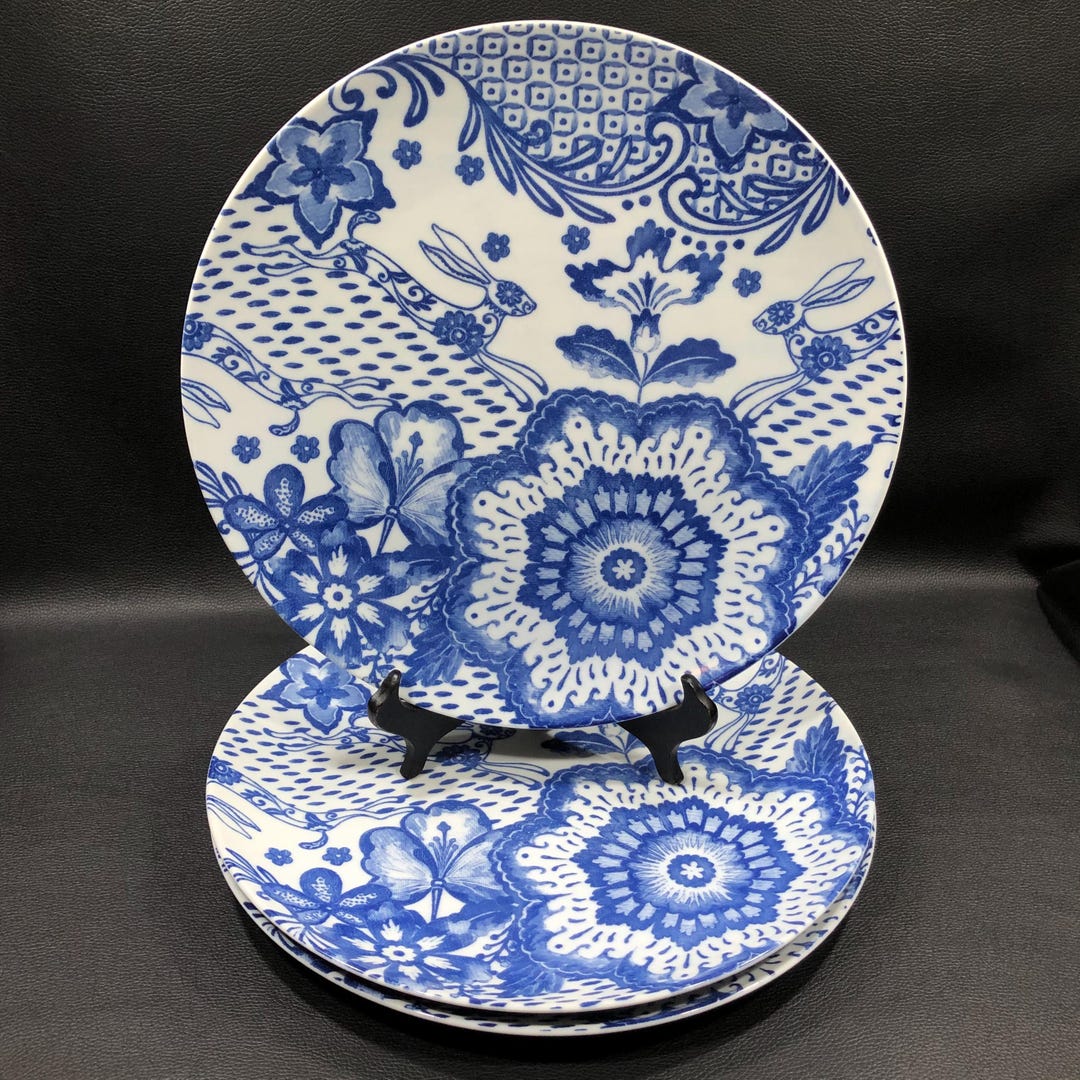 Rare PIER 1 BLUE HARE Dinner Plates (sold Individually/set of 3) ~ Blue ...