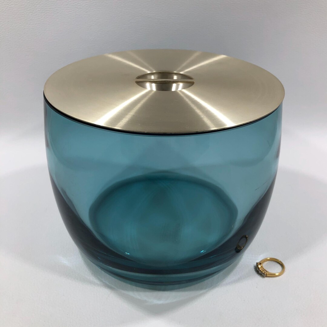 Crate & Barrel 'ORB' ICE BUCKET Design Aaron Probyn ~ Aqua Blue Blown ...