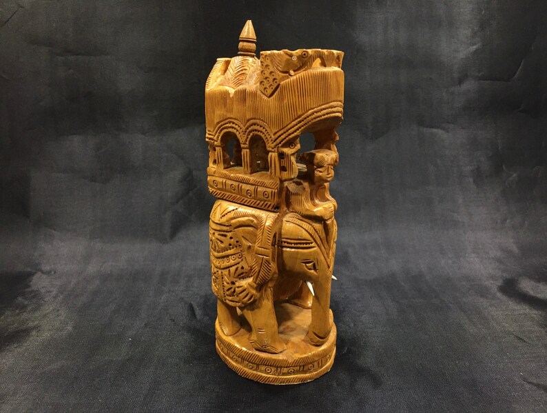 Vintage AMBABARI WOODEN ELEPHANT Sculpture W/ Howdah Carriage | Etsy