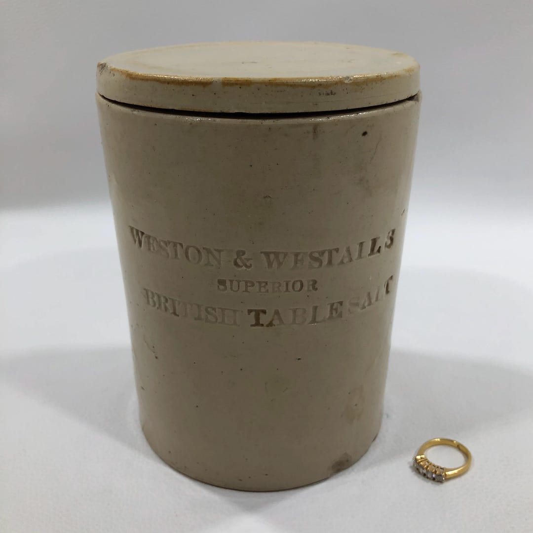 Antique WESTON & WESTALLS Superior British Table Salt Crock 5.5" ~ Salt ...
