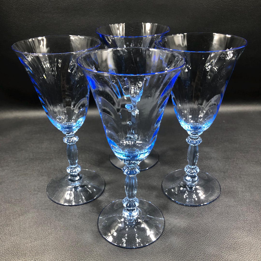 CAMBRIDGE CAPRICE Moonlight Blue Water Goblets only 4 Glasses Left ...