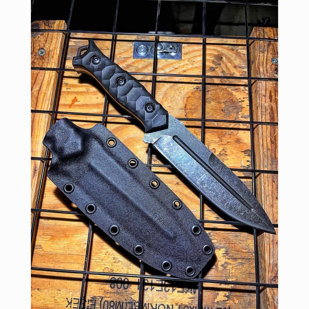 Tactical Knife Sleipner Steel – Black Compact Textured Handle – Full ...