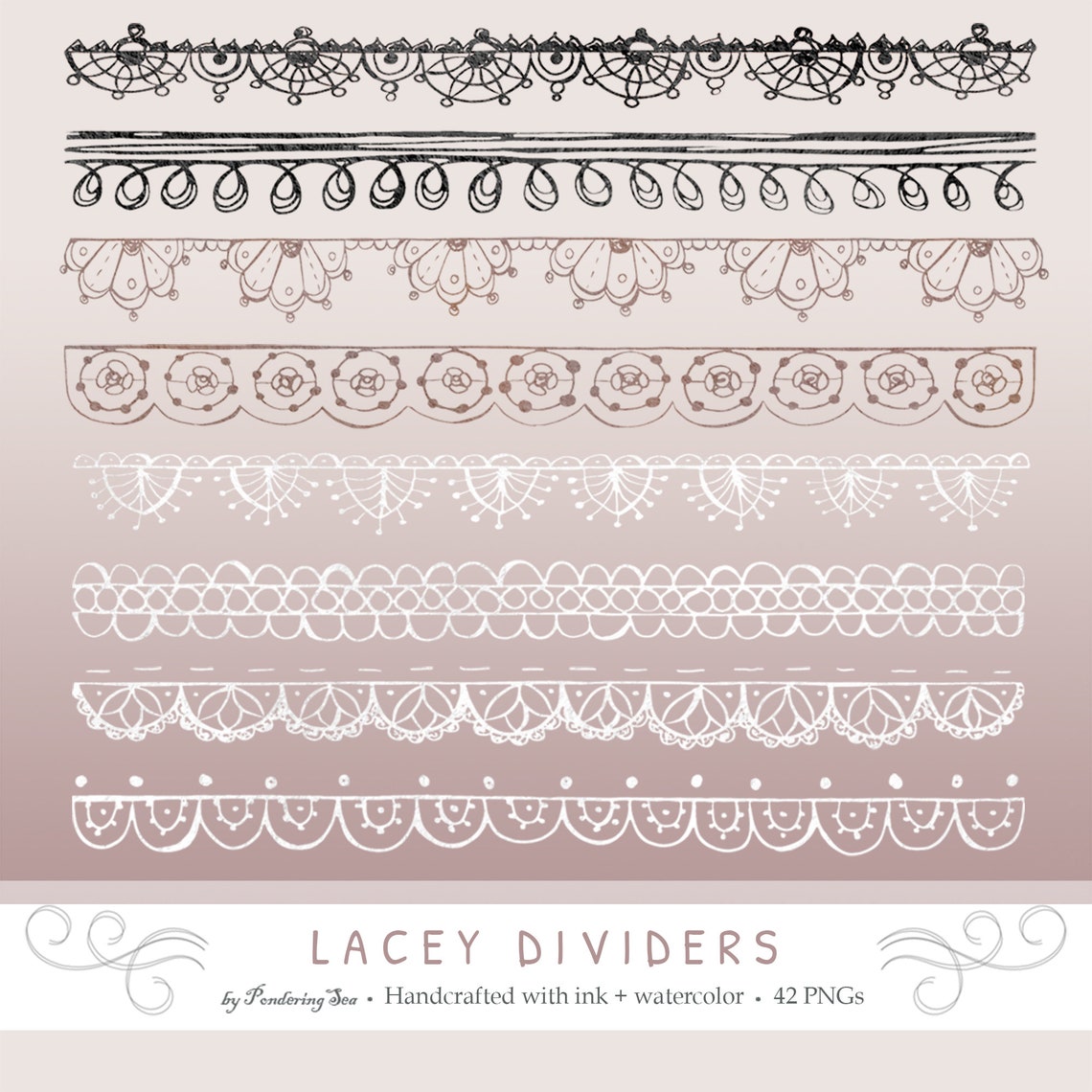 Lacey Dividers Decorative Clipart, Borders, Png, Clip Art, Graphic ...