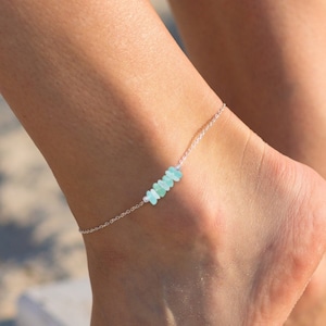 Dainty Genuine Sea Glass Anklet, Sterling Silver Anklet, Sea Glass ...
