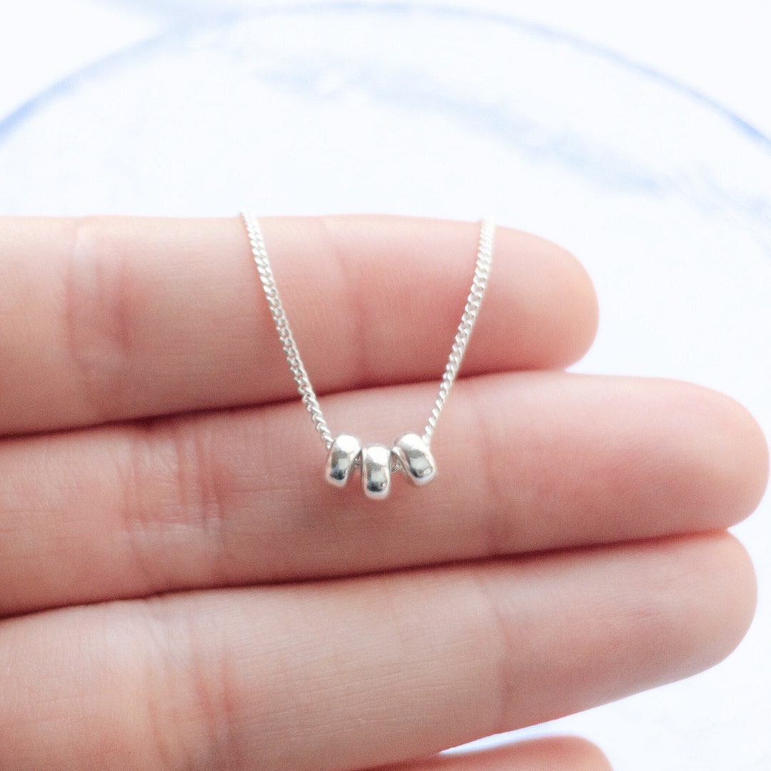 Customizable Tiny Sterling Silver Necklace, Minimalist Silver Necklace ...