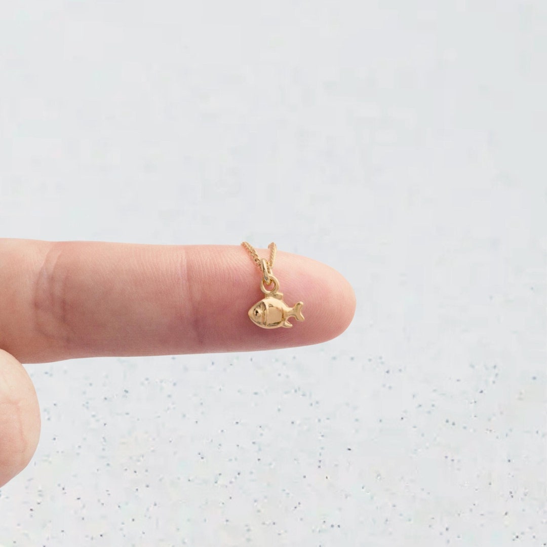 Tiny Fish Necklace 24K Gold Vermeil, Dainty Gold Fish Necklace ...