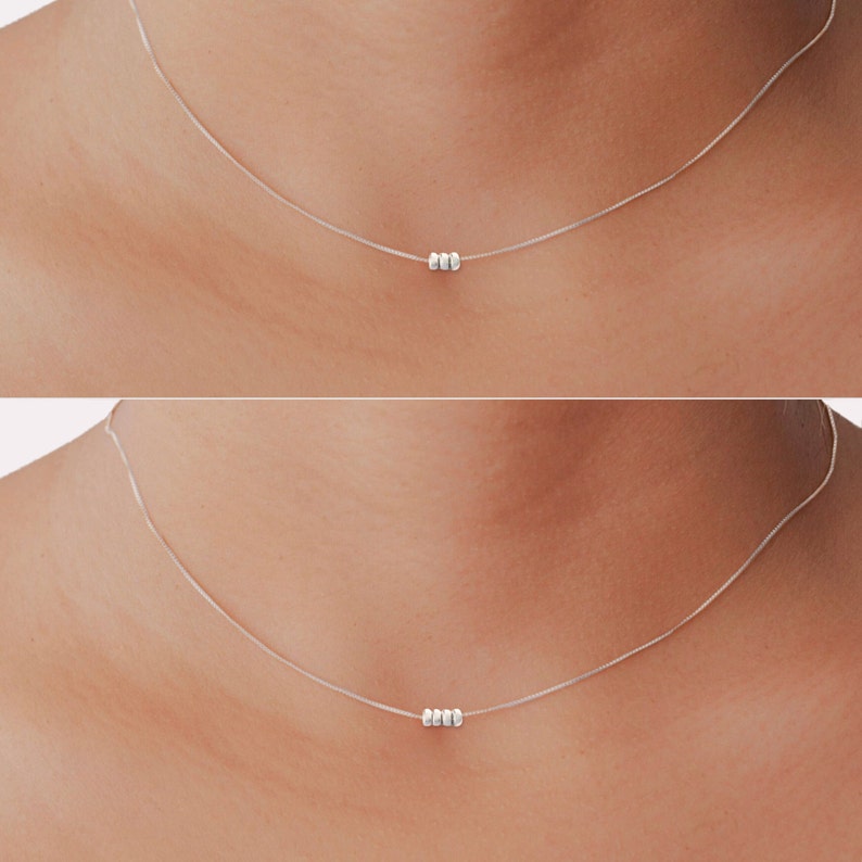 Dainty Sterling Silver Necklace, Minimalist Layering Necklace, Tiny ...