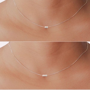 Tiny Sterling Silver Necklace, Minimalist Silver Necklace, Dainty ...