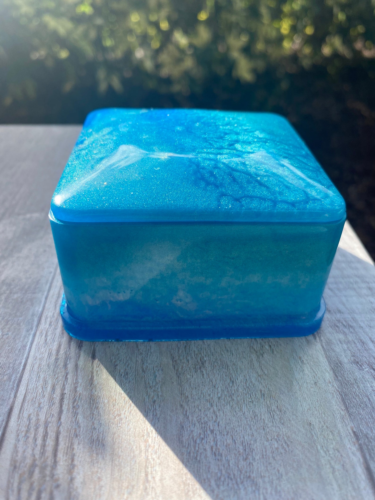 Handcrafted Jewelry Box, Square Shape Epoxy Resin Jewelry Box With Lid ...