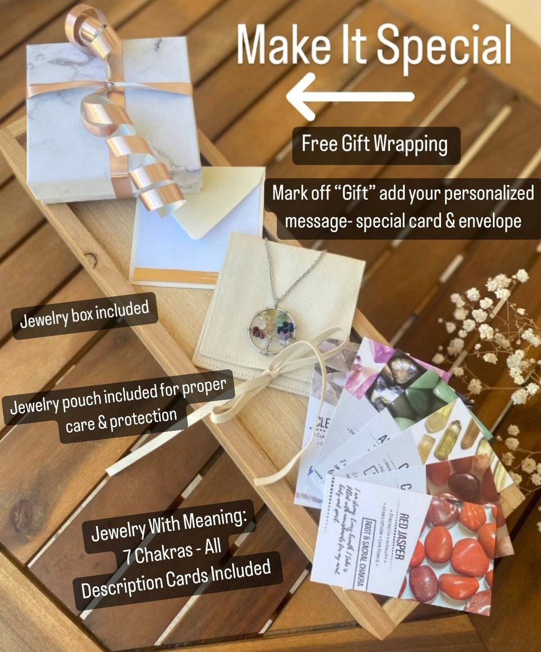 7 Chakras Tree of Life Necklace, Chakra Necklace, Gifts for Her ...