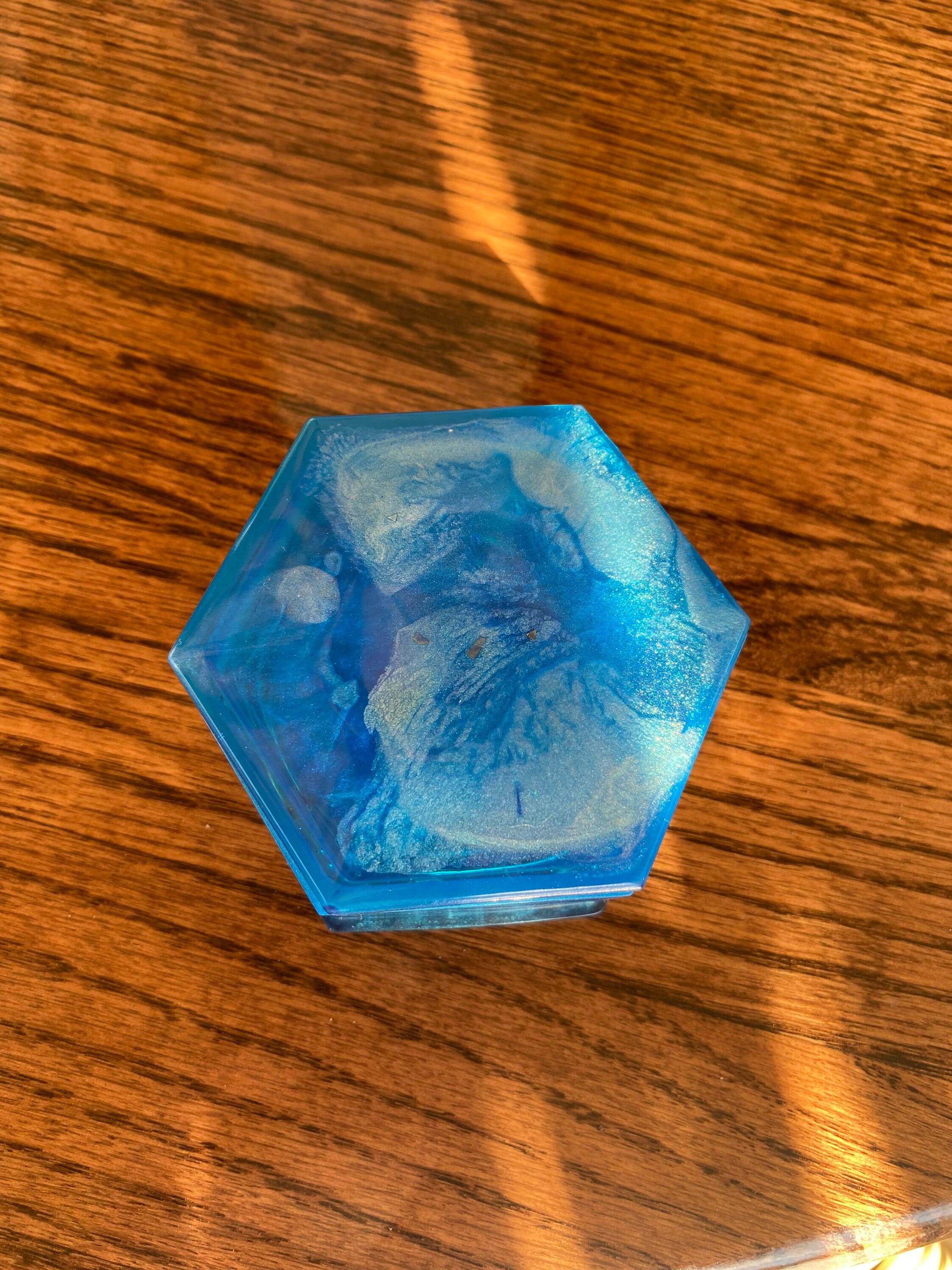 Octagon Epoxy Resin Jewelry Box, Handcrafted, Ocean Blues Jewelry Box ...