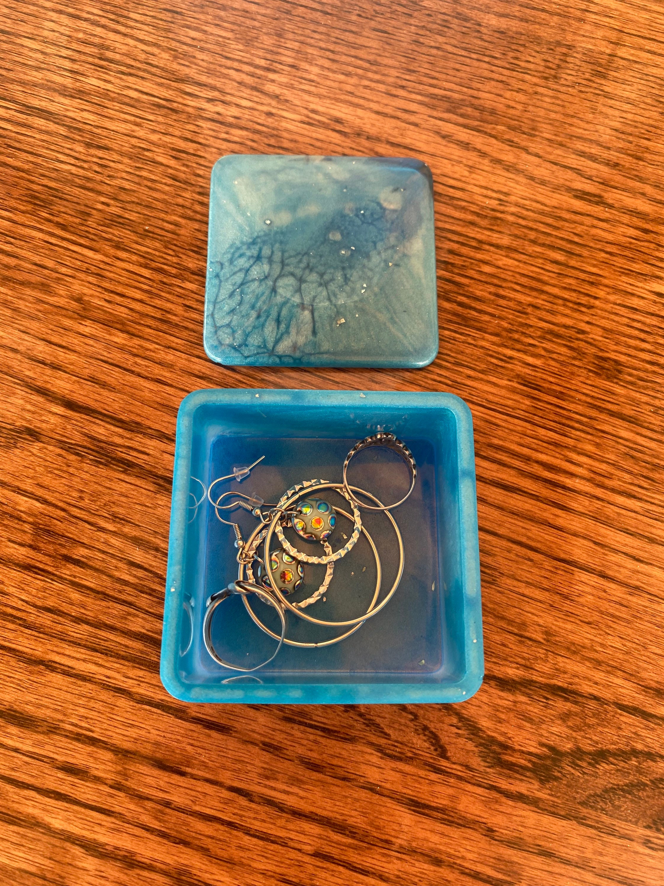 Handcrafted Jewelry Box, Square Shape Epoxy Resin Jewelry Box With Lid ...