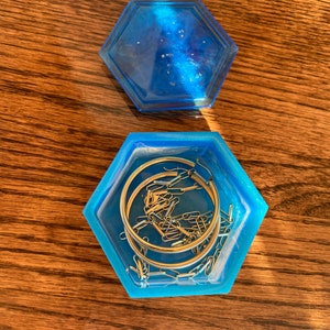 Octagon Epoxy Resin Jewelry Box, Handcrafted, Ocean Blues Jewelry Box ...