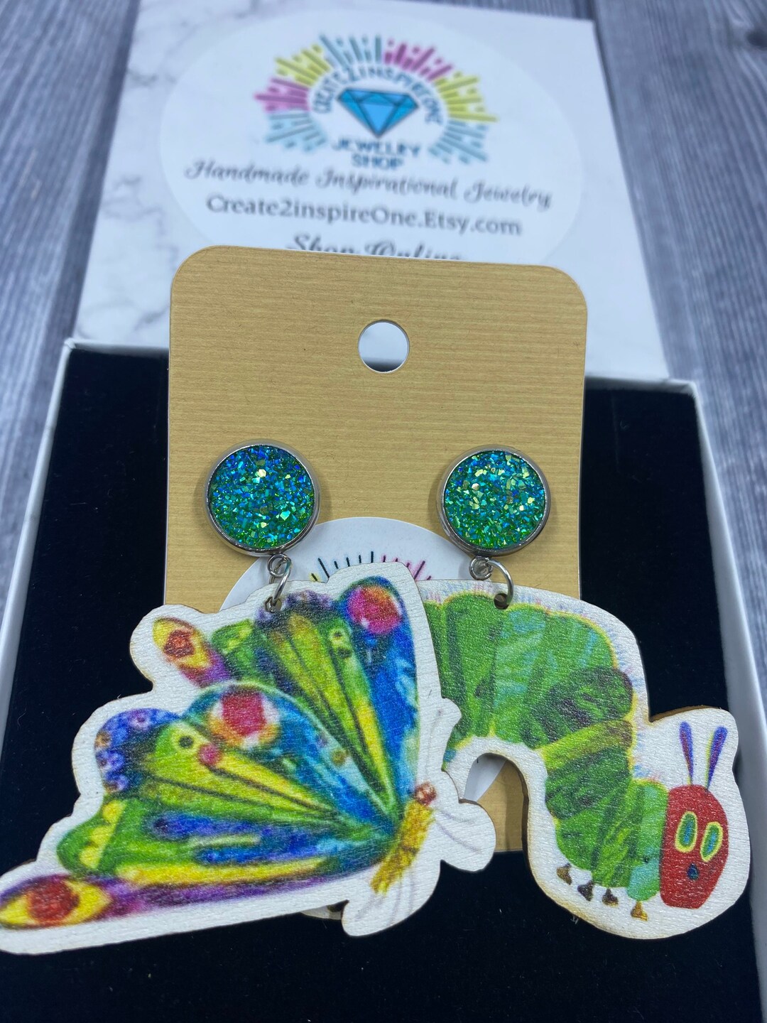 The Very Hungry Caterpillar Earrings, Storybook Earrings, Teacher Gifts ...