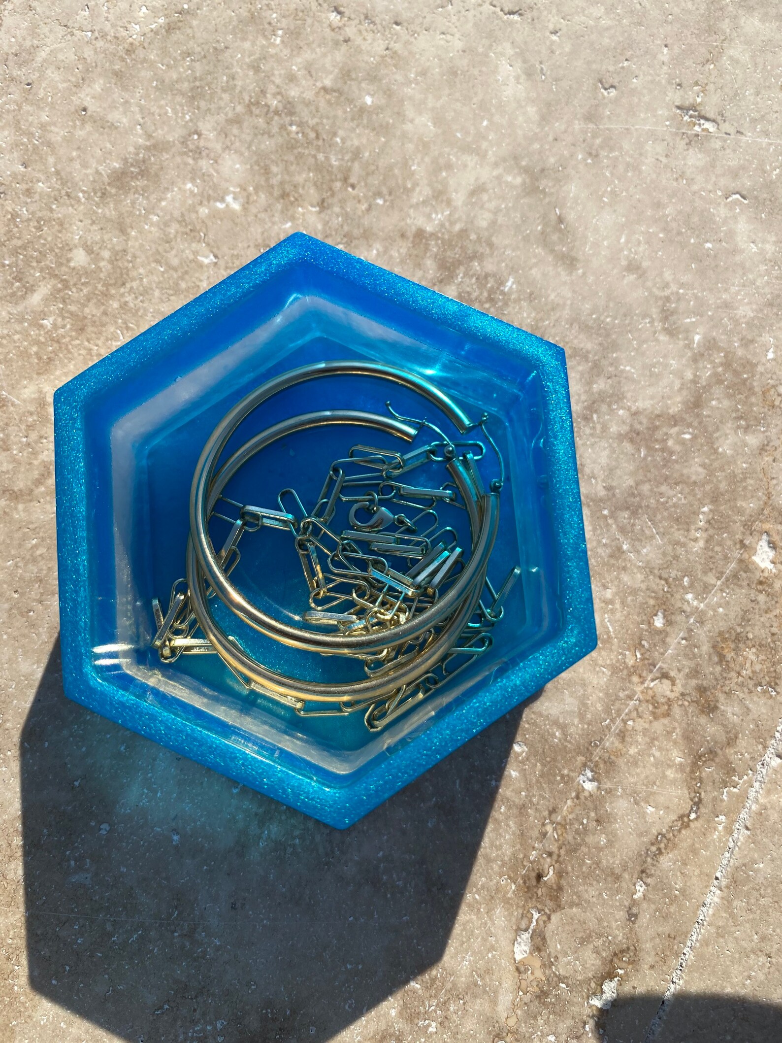 Octagon Epoxy Resin Jewelry Box, Handcrafted, Ocean Blues Jewelry Box ...