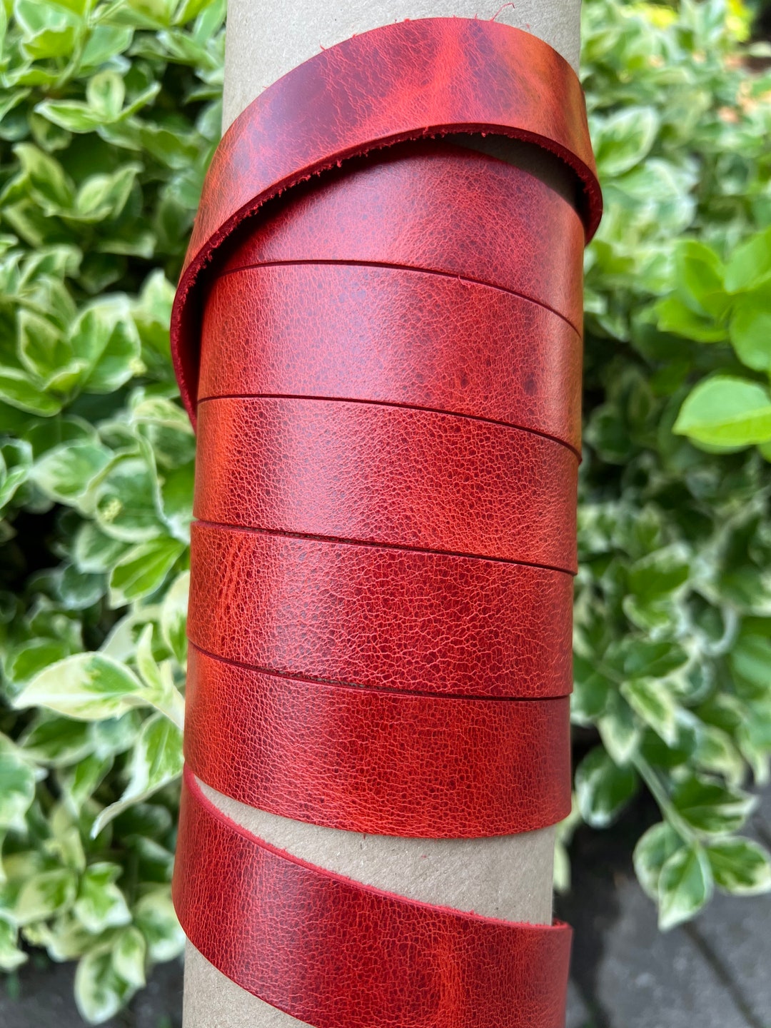 Distressed Cherry Red Full Grain Leather Strap: 1.7mm Thick - Etsy