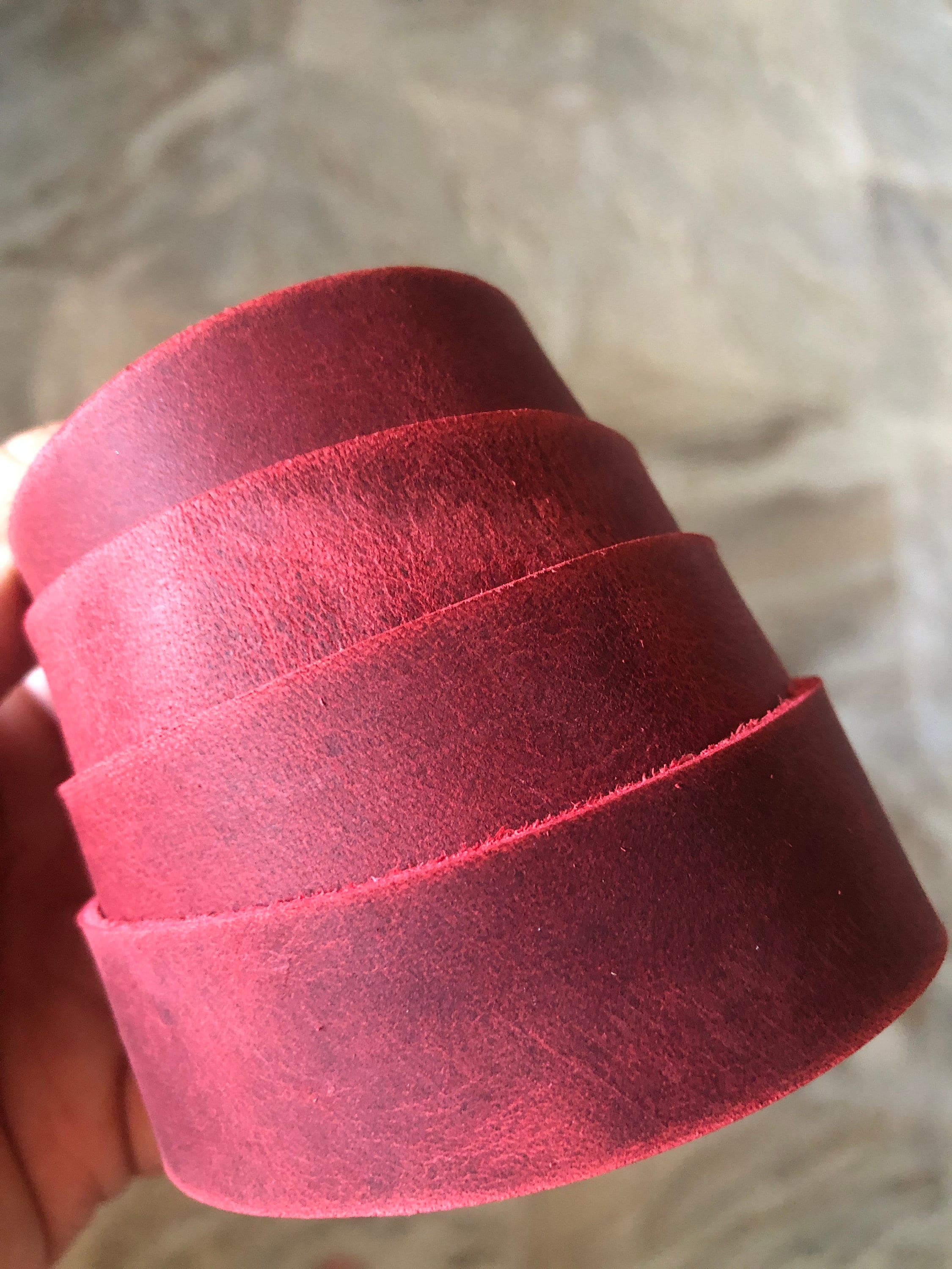 Distressed Cranberry Red Leather Strap Full Grain Leather - Etsy