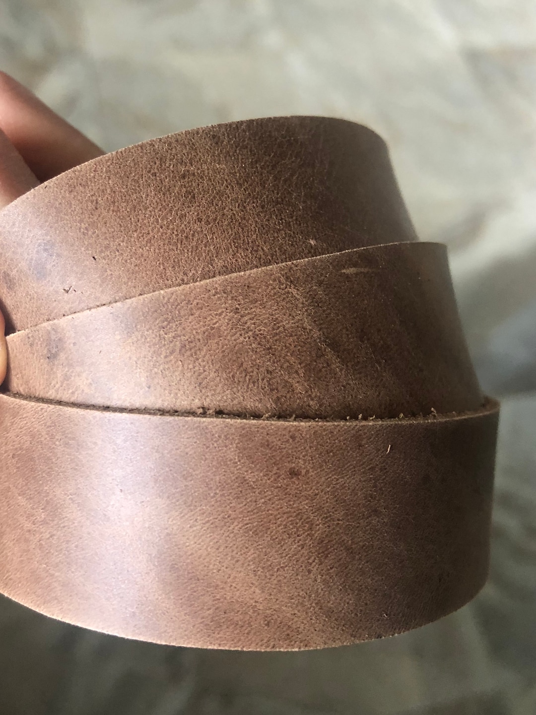 Distressed Bison Brown Leather Strap | Full Grain Leather | Bag Handles ...