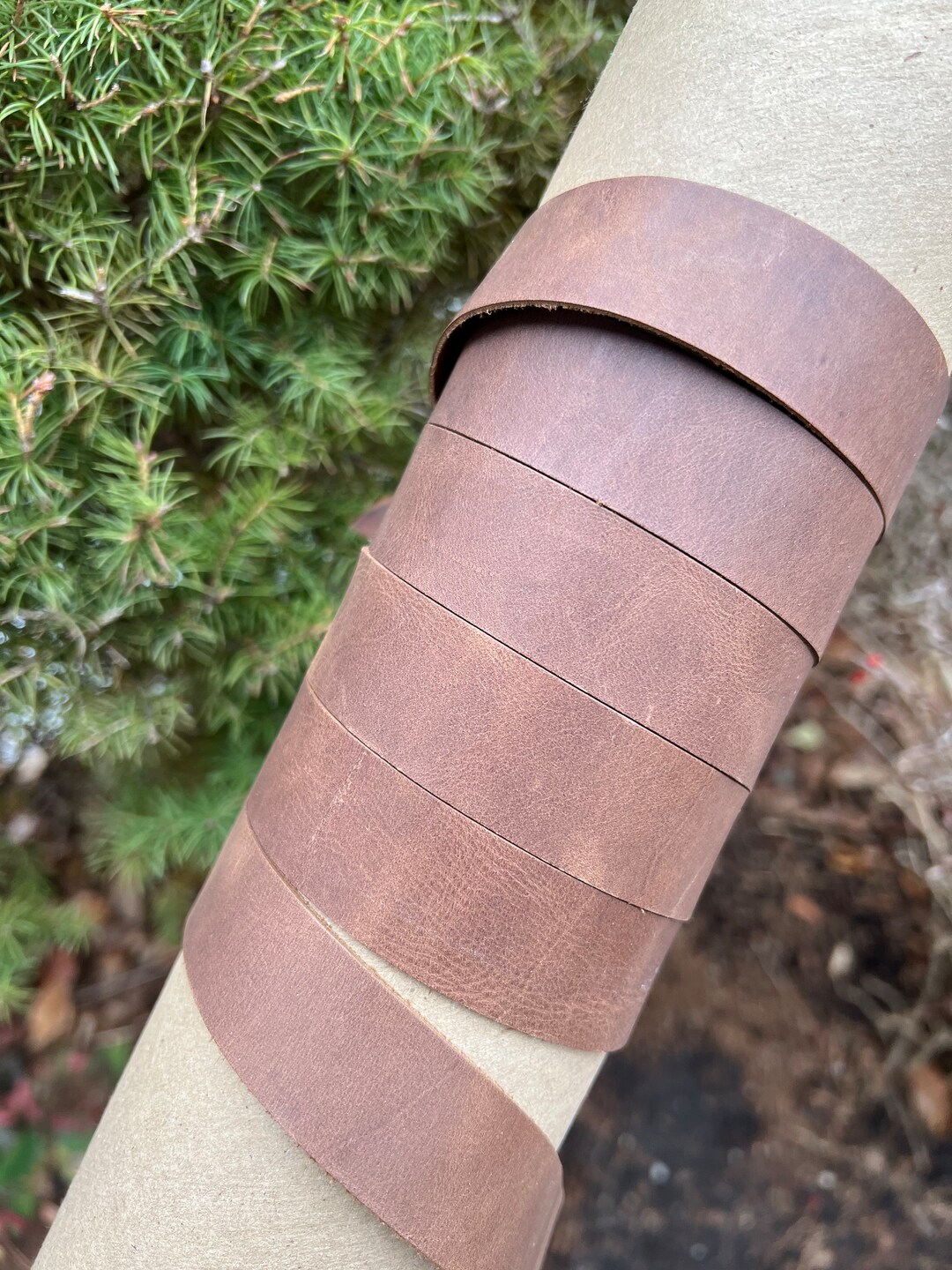 Thin Bison Brown Leather Strap: Full Grain Distressed Shelf Strap (1 ...