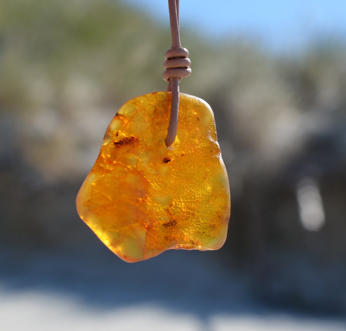 Large Raw Amber Amulet Baltic Amber Jewelry Unpolished Amber - Etsy