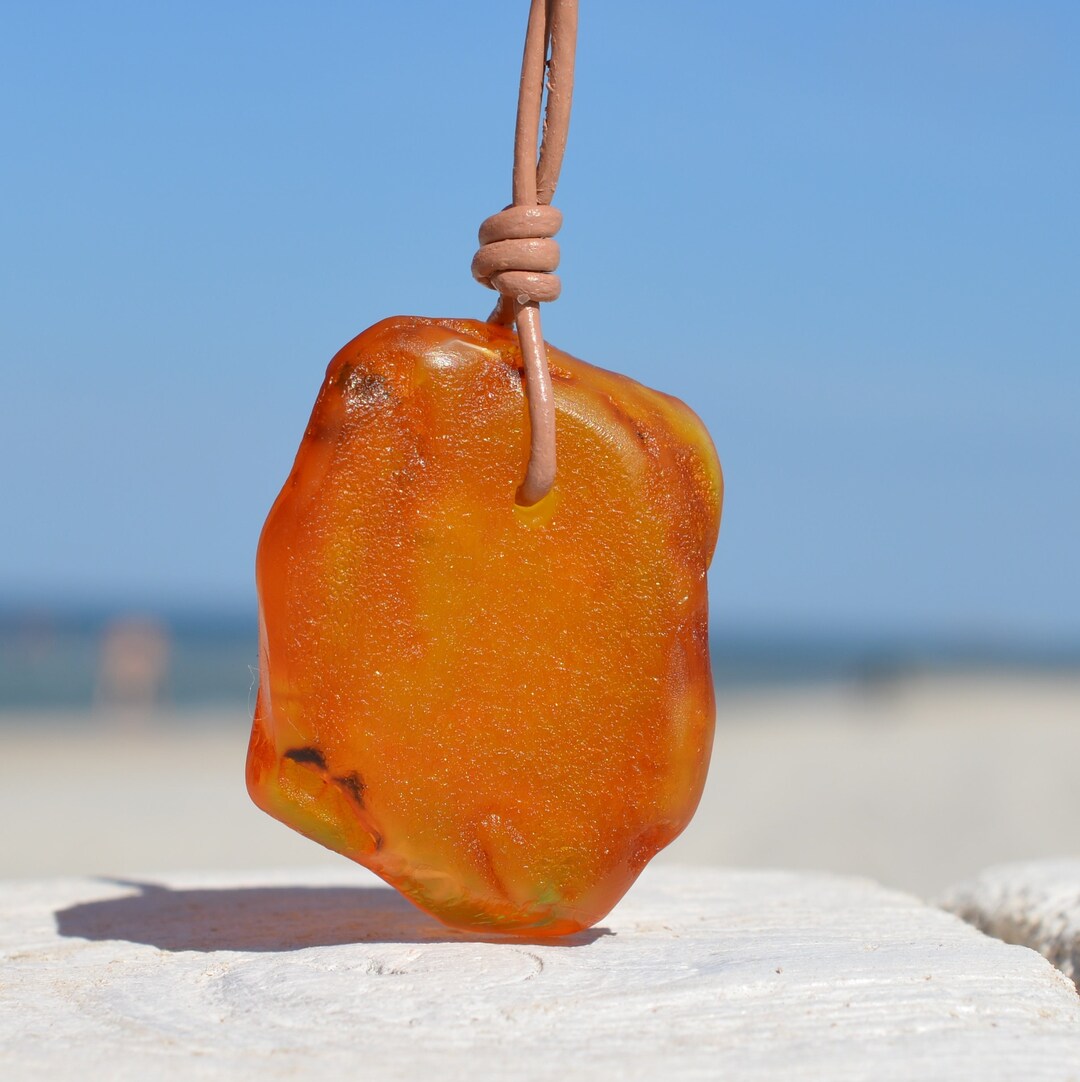 Raw Baltic Amber Pendant for Men Large Amber Stone Honey - Etsy