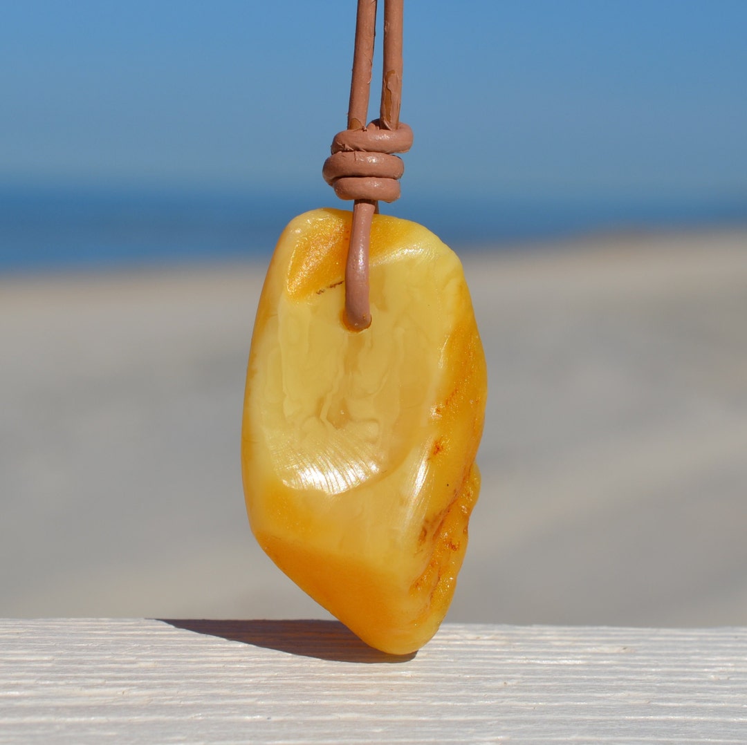 Honey/ White Amber Pendant, Large Natural Baltic Amber Stone, Raw Amber ...