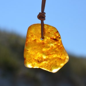 Large Raw Amber Amulet Baltic Amber Jewelry Unpolished Amber - Etsy