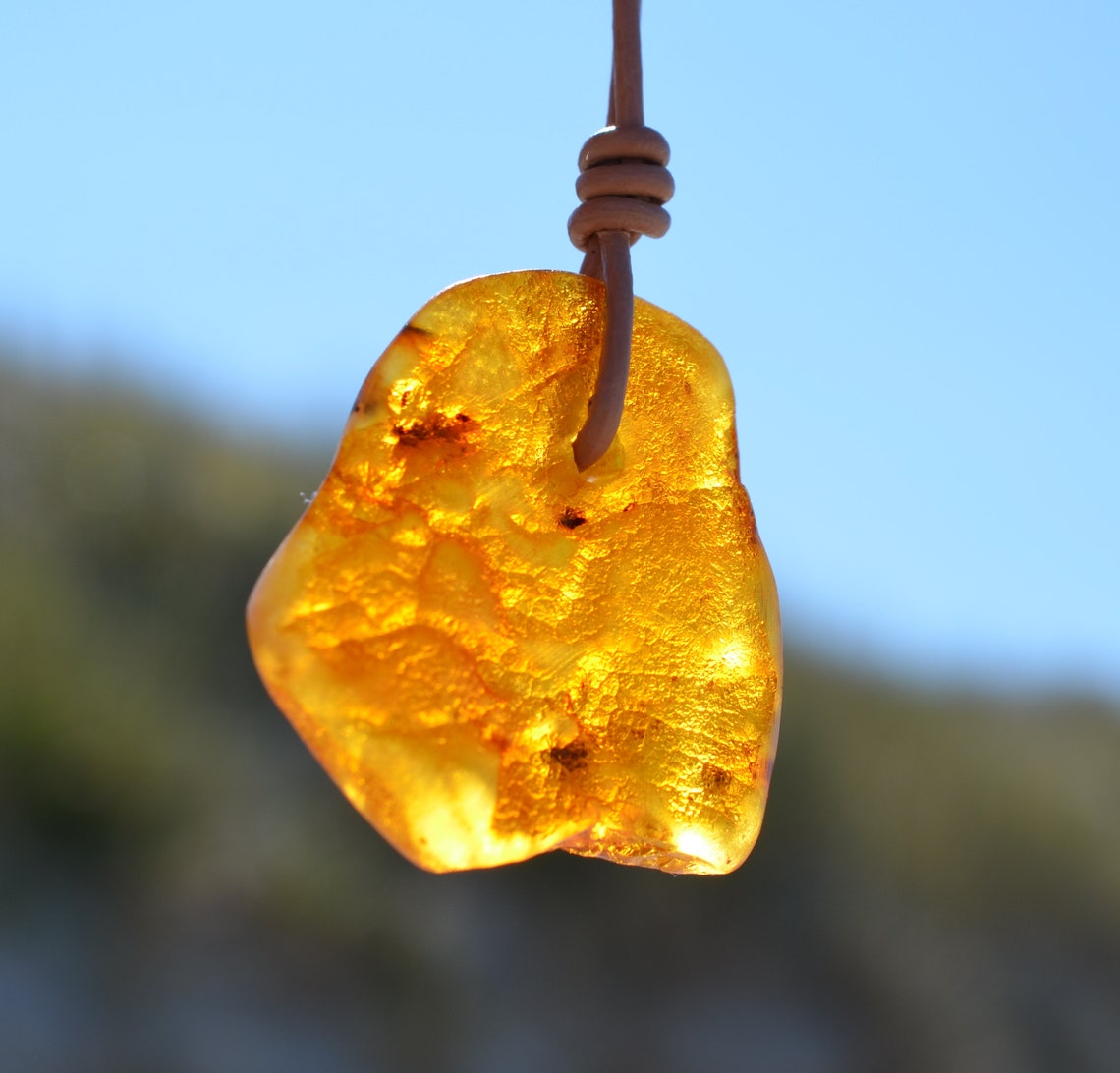 Large Raw Amber Amulet Baltic Amber Jewelry Unpolished Amber - Etsy