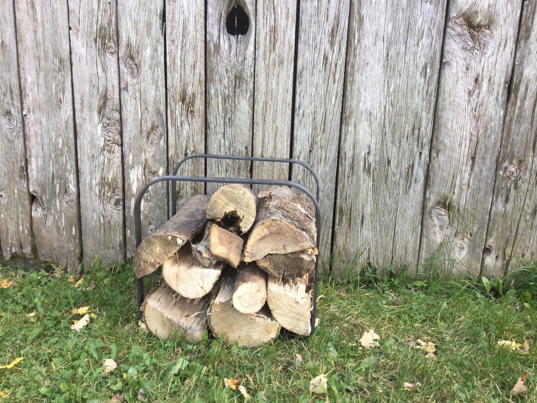 CUBE Mini Firewood Rack Iron Log Holder Forged Steel Fireplace Tools ...