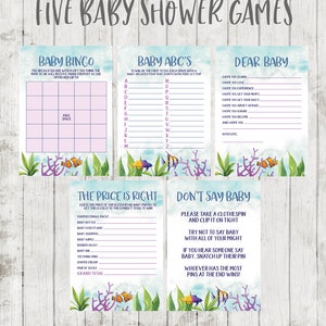 Under the Sea Baby Shower Games - Printable Baby Shower Games - Ocean ...