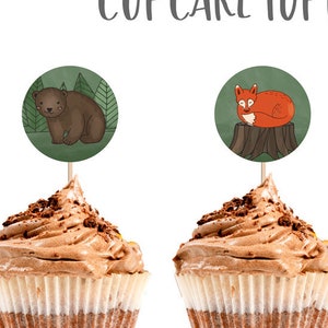 Woodland Forest Cupcake Toppers - Woodland Baby Shower Decorations ...