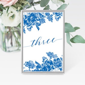 Blue and White Table Numbers Flowers Tables 1-20 Porcelain China ...