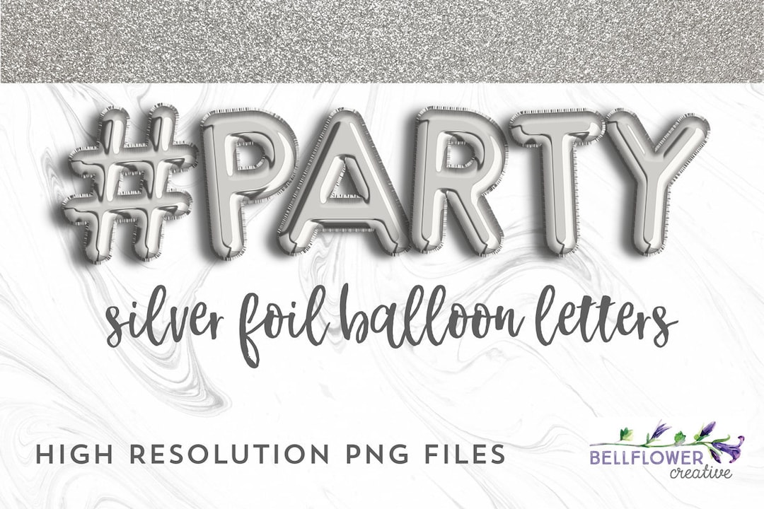Silver Foil Balloon Clipart - Foil Balloon Number Graphics - Foil ...
