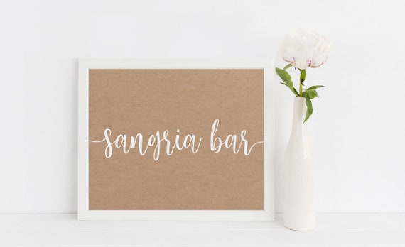 Rustic Sangria Bar Sign Kraft Paper Sangria Bar Printable | Etsy