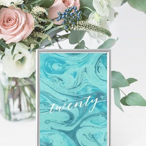 Turquoise Table Numbers Tables 1-20 Marble Teal Table - Etsy
