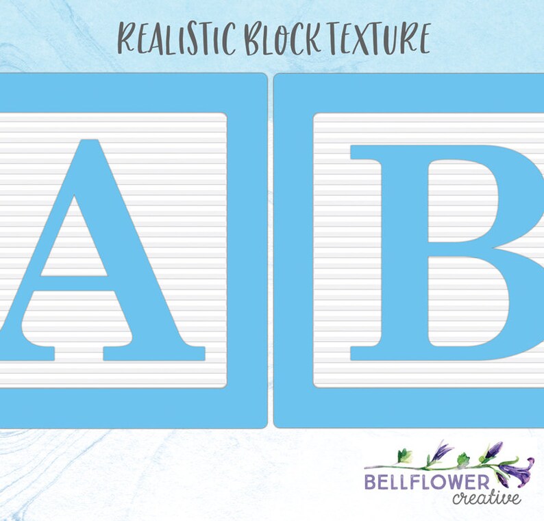 Blue Alphabet Blocks Clip Art Alphabet Blocks Font - Etsy