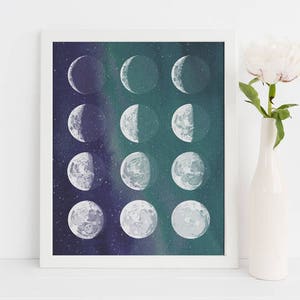 Lunar Phase Artwork - Print at Home Instant Download 8x10 - Moon Phases ...