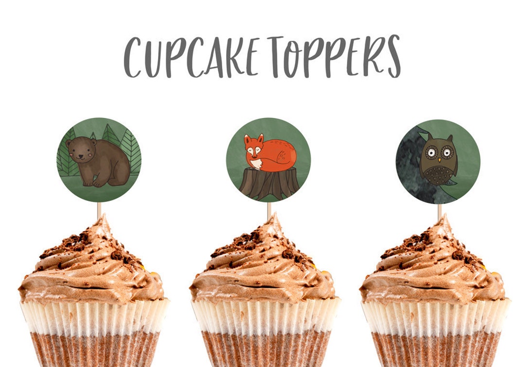 Woodland Forest Cupcake Toppers - Woodland Baby Shower Decorations ...