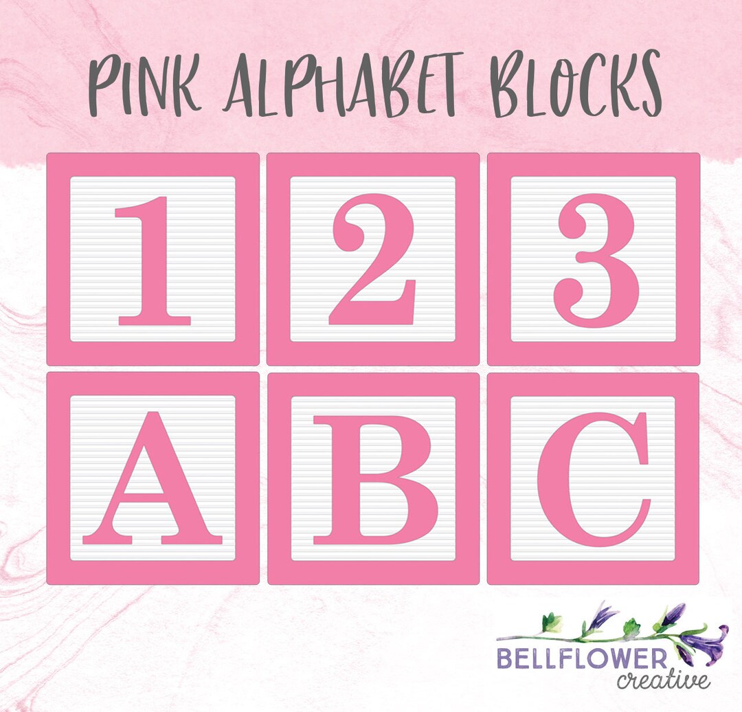 Pink Alphabet Blocks Clip Art - Alphabet Blocks Font - Alphabet Blocks ...