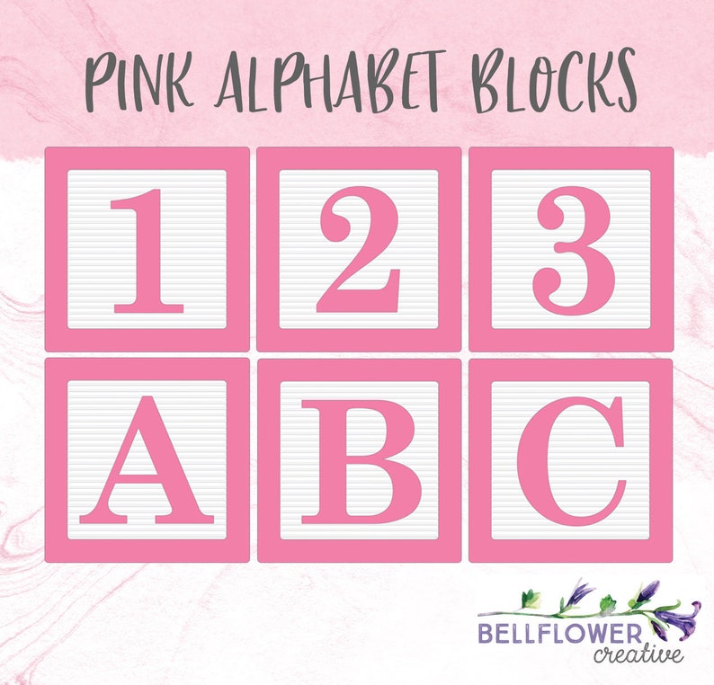 Pink Alphabet Blocks Clip Art Alphabet Blocks Font - Etsy España