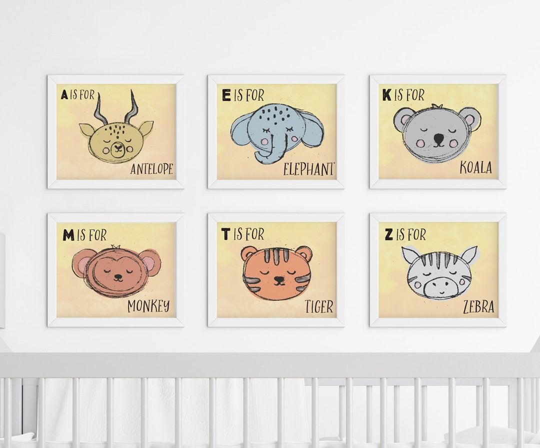 Safari Alphabet Art Safari Nursery Art Cute Safari Animals Printable ...