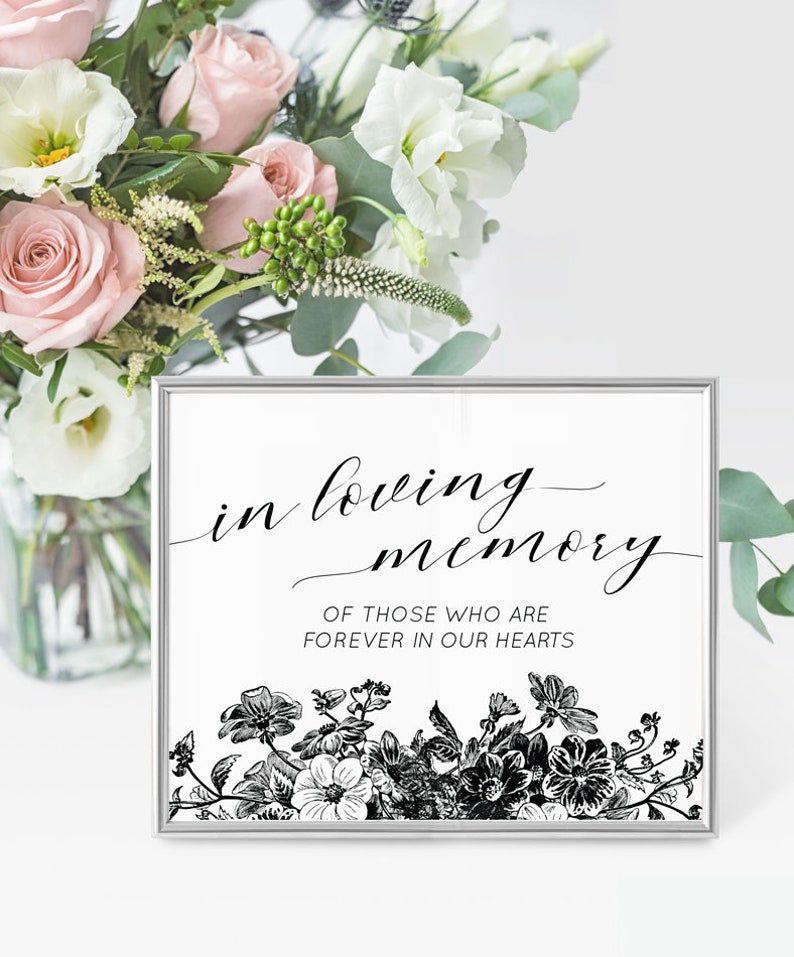 In Loving Memory Wedding Sign Printable Black and White - Etsy