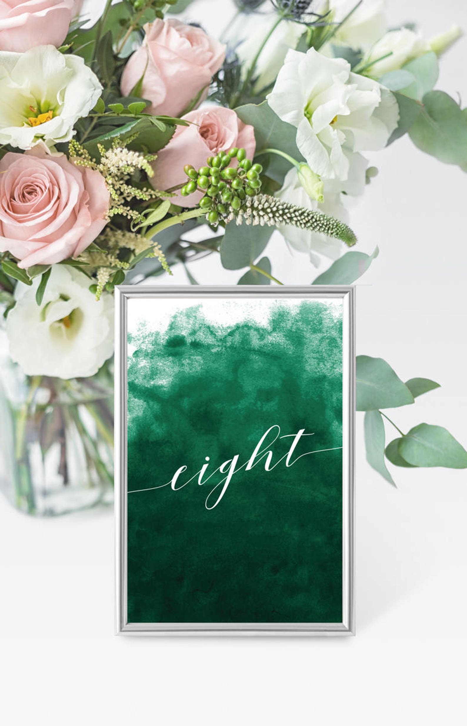 Dark Green 4x6 Table Numbers Printable Wedding Table Decor - Etsy