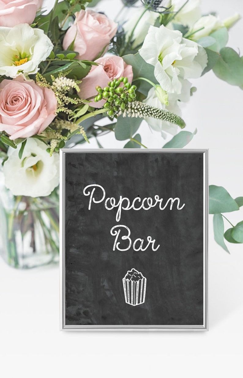 Printable Popcorn Bar Sign Chalkboard Popcorn Sign Printable - Etsy