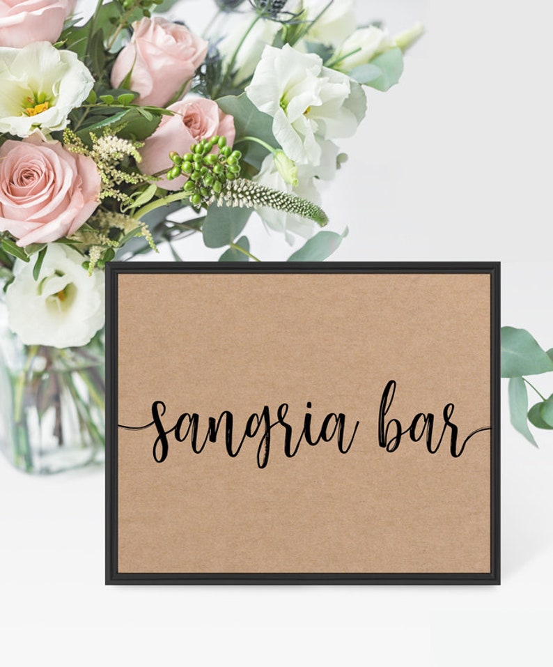 Rustic Sangria Bar Sign Kraft Paper Sangria Bar Printable | Etsy